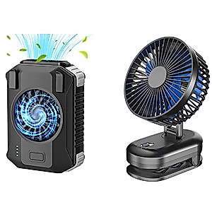 HandFun 10000mAh Portable Waist Clip Fan & 5000mAh Oscillating Stroller Fan