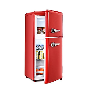 HOPDAY FLS-80G-RED Retro Compact Refrigerator, Red