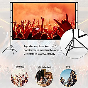 Projector Screen and Stand, 84/100/120 inch 16:9 HD 4K Thickened Wrinkle-Free Portable Movies Screen, for Indoor Outdoor Home Theater Backyard Camping,100in