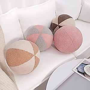 Nordic Simple Modern Home Plush Ball Ornament Pillow (Milk Tea White)