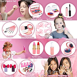 Kids Washable Makeup kit for Girl - Kids Makeup Kit Toys for Girls Little Girls Makeup Kit, Toddler & Non-Toxic Make Up Set, Real Makeup Child Princess,Age 3-12 Year Old Birthday Gift
