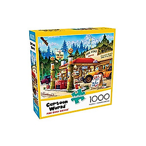 Buffalo Games - Cartoon World - Pine Road Service - 1000 Piece Jigsaw Puzzle Red, Brown, Green, Yellow, 26.75"L X 19.75"W