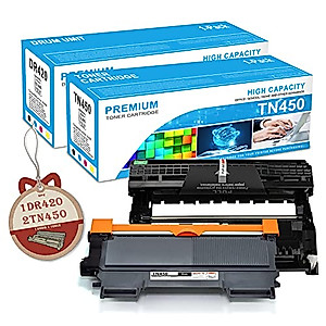 TN-450 High Yield Toner Cartridge & DR420 Drum Unit Compatible TN450 DR420 Replacement for Brother DR420 TN-450 for Brother DCP-7065D MFC-7360N MFC-7460DN Printer Toner.(1 Toner, 1 Drum 2 Pack)