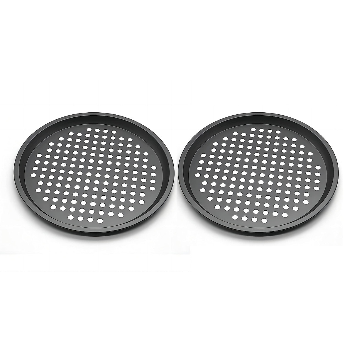 Bamboo's Grocery LoKii Round Pizza Pans Set, Baking Steel Pizza Pan for Oven, Nonstick Pizza Oven Tray, Grill Pizza Plates, 12.6 Inches, 2 Pack