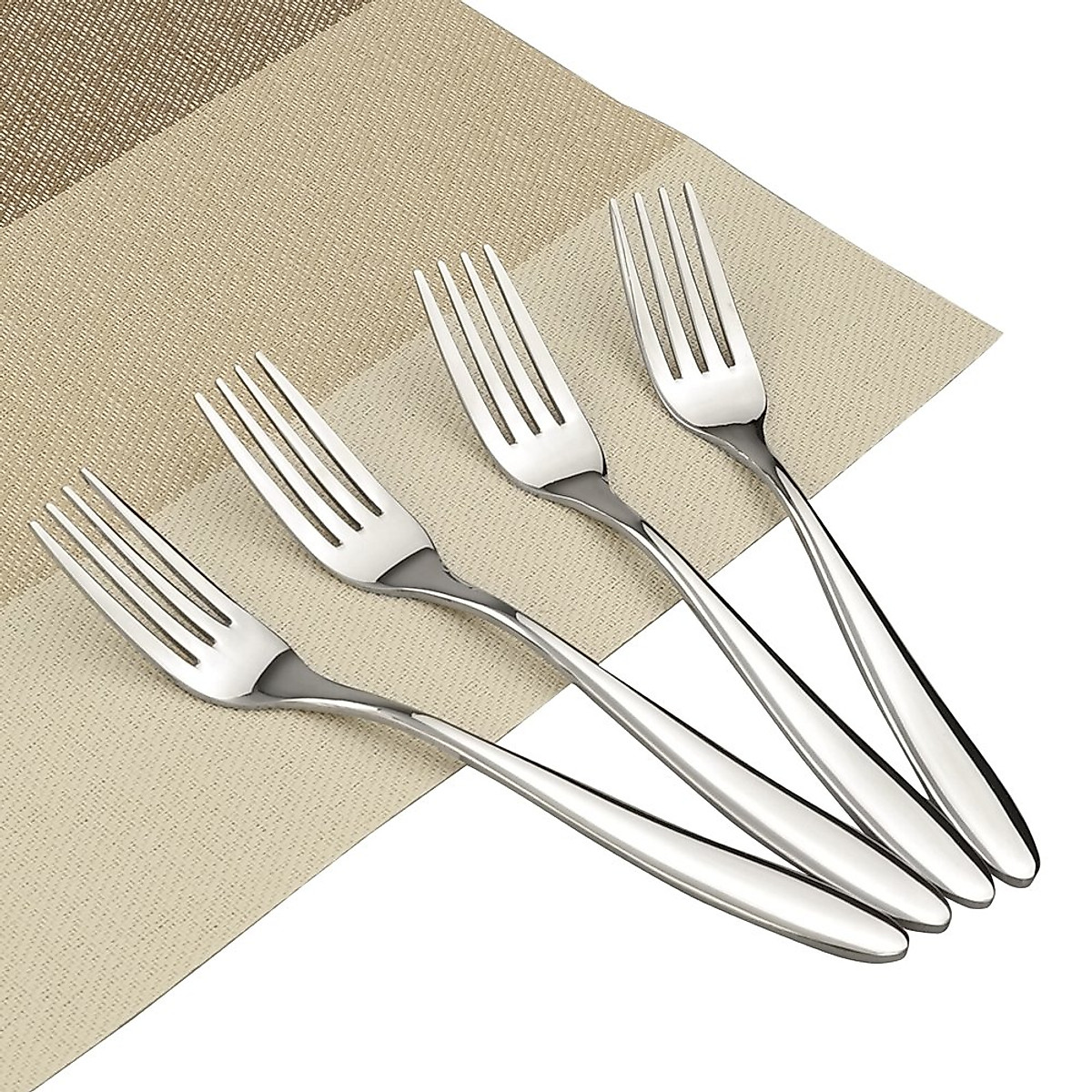 Ramddy Dinner Fork Flatware Set, 18/10 Stainless Steel Table Forks, 12 Pieces, A