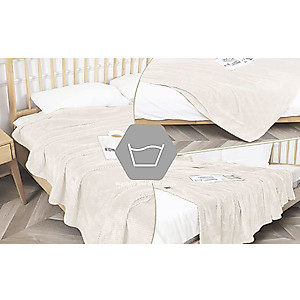 GAGAHAO Fleece Throw Blanket, Throw Size Fuzzy Throw Blanket for Couch Sofa Soft Warm Cozy Furry Decorative Thick Blankets & Bed Throws for Couch (Cream White, 40x60 inch)