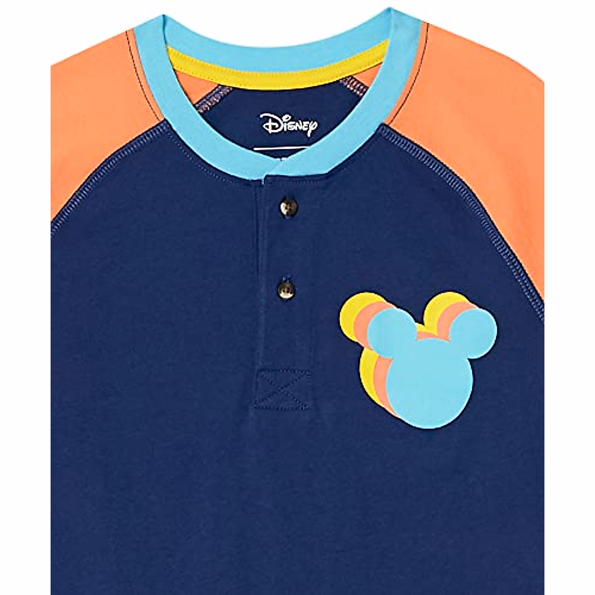 Amazon Essentials Disney | Marvel | Star Wars Boys' Long-Sleeve Henley T-Shirts, Pack of 2, Mickey Jumble, Medium