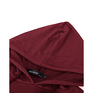 Jacansi Women's Sweatshirt Hoodie Dress with Pockets Winter Fall Long Dresses for Women Red M