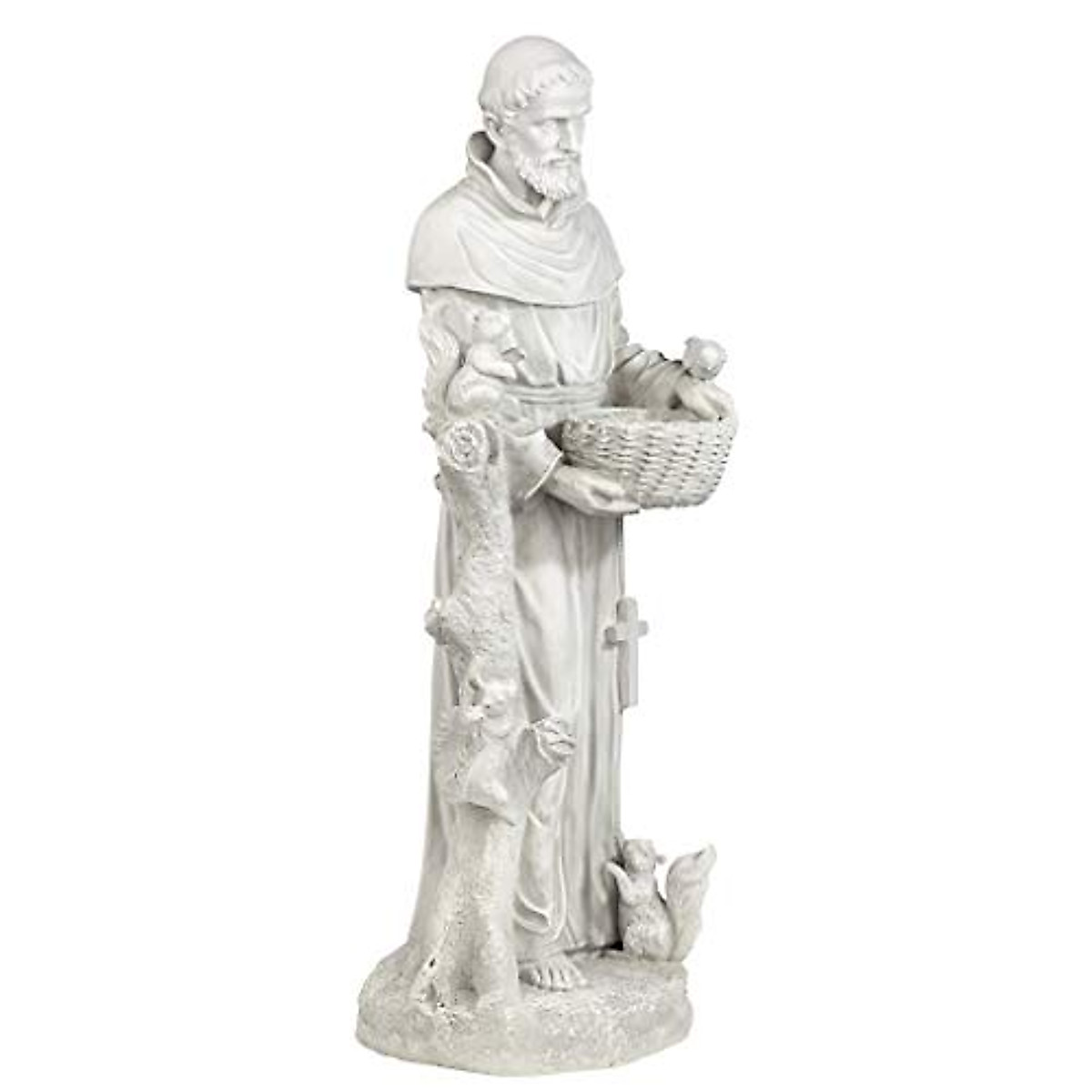 Design Toscano KY1299 Nature's Nurturer Saint Francis Garden Statue Birdfeeder, Large 37 Inch, Antique Stone