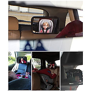 Baby Car Mirror, 2 Pack Large Safety Car Seat Mirror, Baby Car Seat Mirror for Rear Facing Infant Child with Wide Crystal Clear View, Rear View Mirror