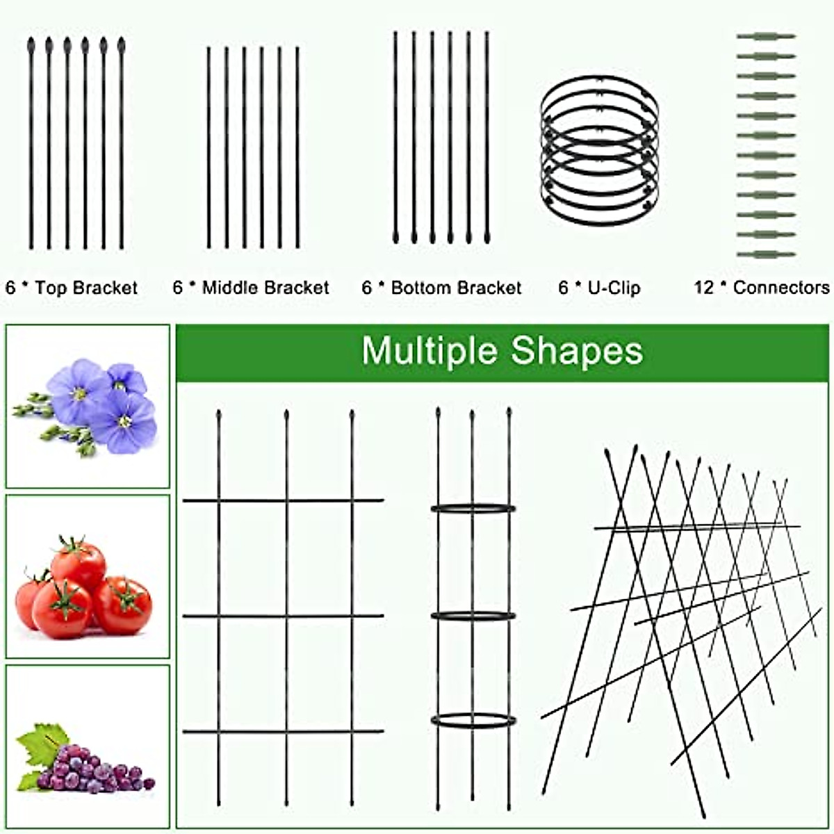 2 Pack Garden Trellis Plant Trellis Flower Trellis Tomato Cages for Garden, 48" Multi-fuction Trellis Climbing Plant Trellis for Potted Plants