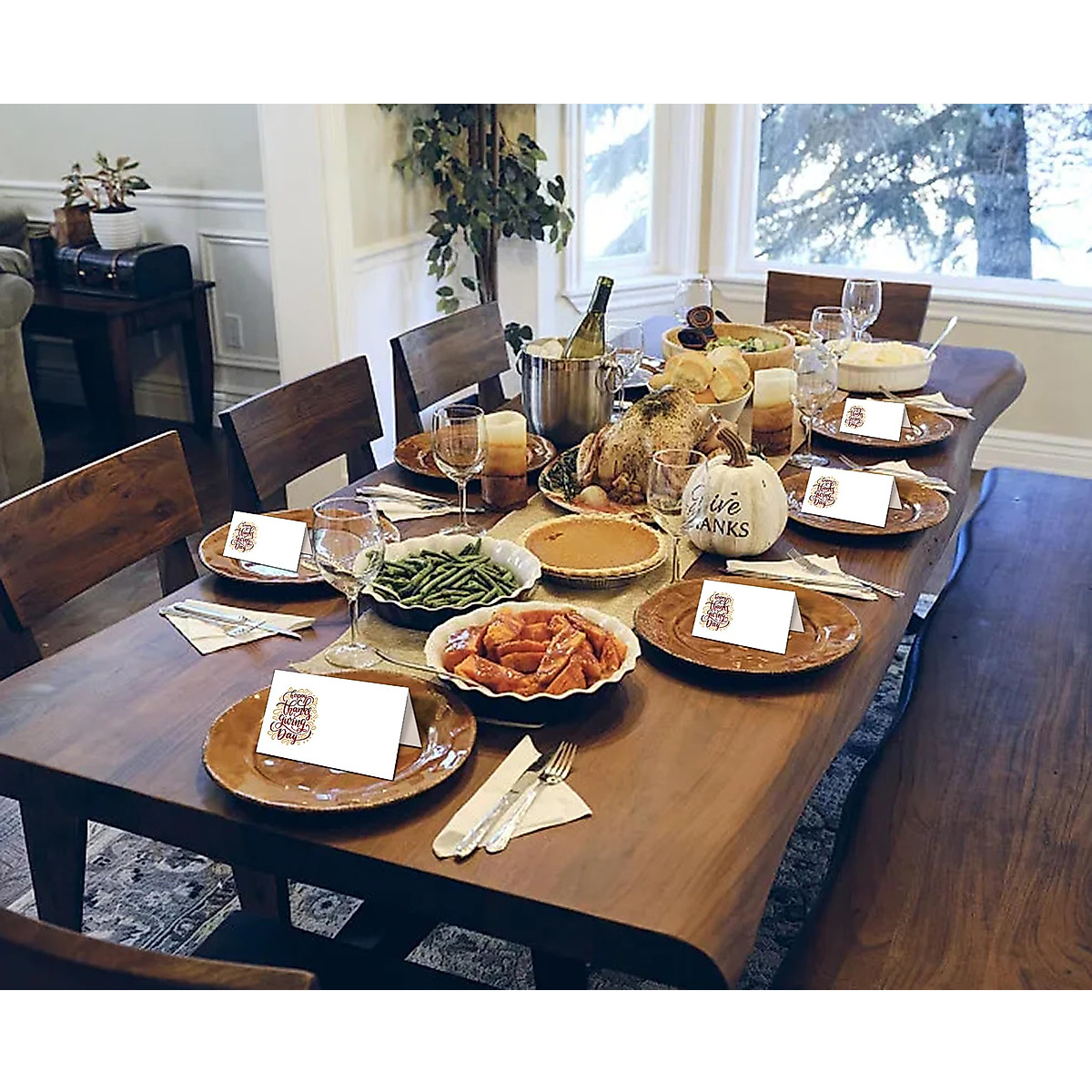 25 Pack Place Cards, Editable Name Cards for Table Seating, Thanksgiving Party, Fall Autumn Party Tent Style Cards for Baby Shower, Birthday Party, Party Decoration and Supplies-LE02