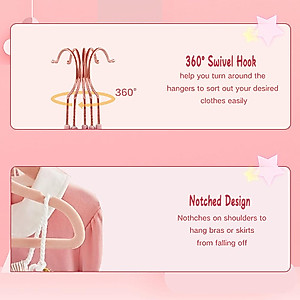 Stormix Baby Clothes Hangers 16 Pack, Kids Velvet Hangers Non-Slip, Clothes Hangers with Shoulder Notches for Toddler Children Pink (Gold Hook)
