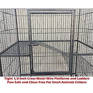 54" Large Deluxe and Sturdy Wrought Iron 4-Tiers Tight 1/2-inch Bar Spacing for Ferret Chinchilla Sugar Glider Mice Rat Cage with Detachable Rolling Stand (BlackVein, 54")