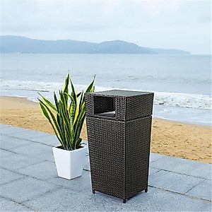 Safavieh Outdoor Collection Mazeli Black Wicker Trash Bin