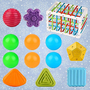 Ingooood Baby Sensory Bin Shape Sorting Toys Preschool Toys & Early Development Activity Toys for Babies and Toddlers Ages 10 Months and Up (12pcs)