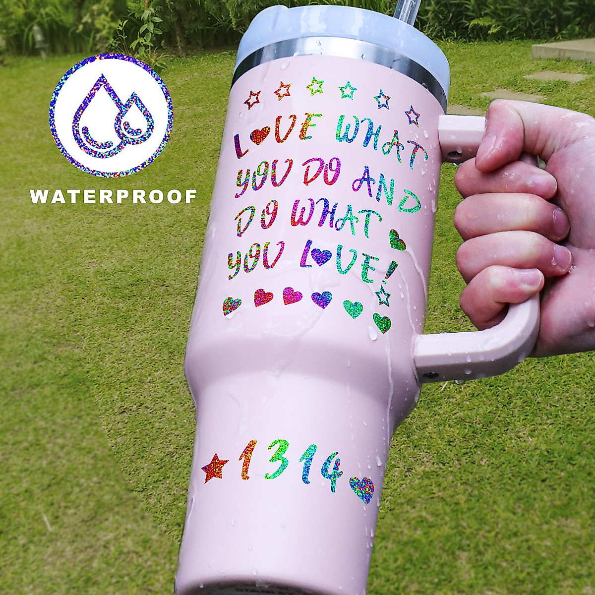 AIERSA Vinyl Letter Stickers for Stanley Cup Waterproof, 6Pcs Cursive Alphabet Name Stickers Tags for Personalized Cup Name Logo,Lettering Water Bottle Stickers for Adult Kids 40 30Oz Cups Accessories