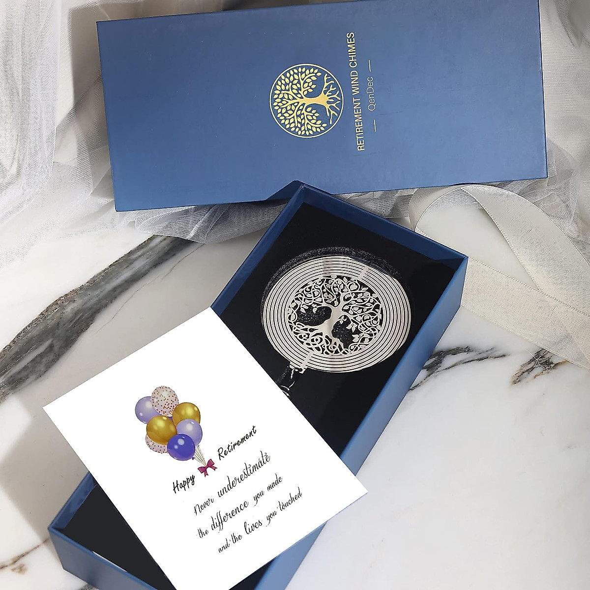 Retirement Gifts for Women Men,Retirement Wind Chime with Tree of Life Wind Spinner - Happy Retirement Gifts for Teacher,Nurse,Retired Boss,Coworker