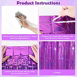 OHOME Hot Pink Tinsel Curtain Party Backdrop Foil Fringe Metallic Laser Party Streamers Birthday Disco Bachelorette Bridal Wedding Graduation Baby Shower Decor Party Decorations,2 Pack,3.3ftx8.2ft