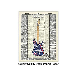 Guitar Wall Decor Poster Set - Musician Gifts for Jimi Hendrix, Eddie Van Halen, John Lennon, Jimmy Page, Eric Clapton, Music Fans - Home Decor, Wall Art, Print Set - 8x10