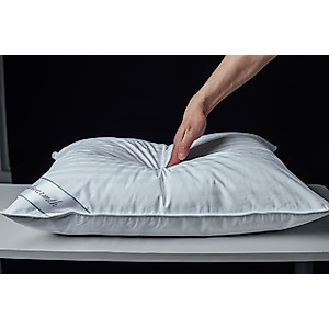 Eastwarmth Goose Down Feather Soft Pillows One Pack 100% Cotton Supportive Bed Pillow Stripe White Color Standard Size 20x26 inch