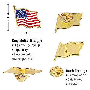 Bassion 20 PCS American Flag Lapel Pin Waving for Veterans Independence Memorial Day 4th of July Decor USA Flag Pins Accessaries