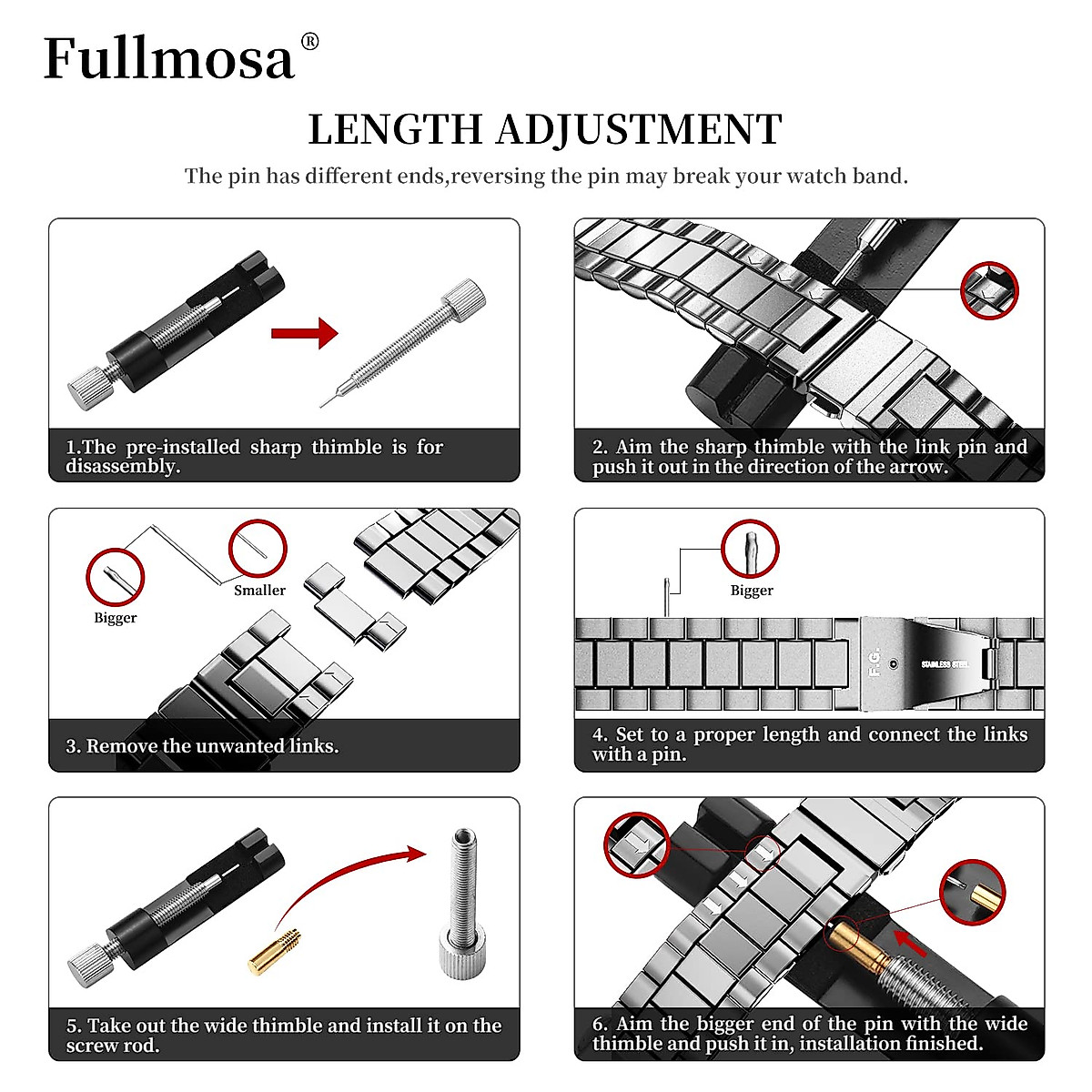 Fullmosa 20mm Stainless Steel Watch band Compatible with Samsung Galaxy Watch 5 40mm 44mm/Pro 45mm/Galaxy Watch 4 40mm 44mm/Classic 46mm 42mm(2021)/Galaxy Watch 3 41mm, Silver