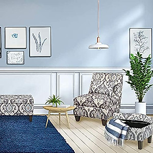 Homepop Home Decor |K7646-A750 | Upholstered Modern Rectangular Storage Ottoman | Hinged Lid Ottoman with Storage for Living Room & Bedroom, Suri Blue