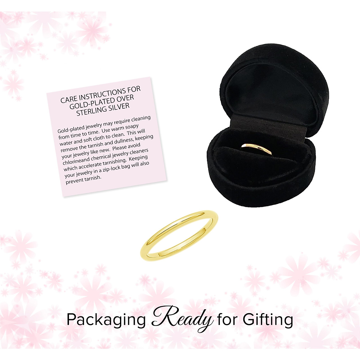 14K Gold-Plated over Sterling Silver 2mm Band Baby Ring for Toddlers and Little Girls Jewelry Gift (Size 2)