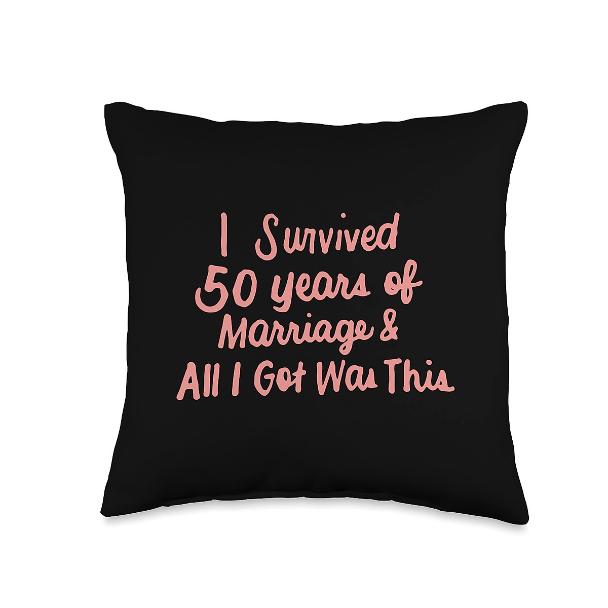 Happy 50th Wedding Golden Anniversary Gifts Store 50th Wedding Anniversary Couples Husband Wife 50 Years Throw Pillow, 16x16, Multicolor