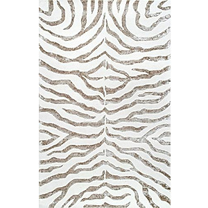 nuLOOM Hand Tufted Plush Zebra Accent Rug, 3x5, Gray