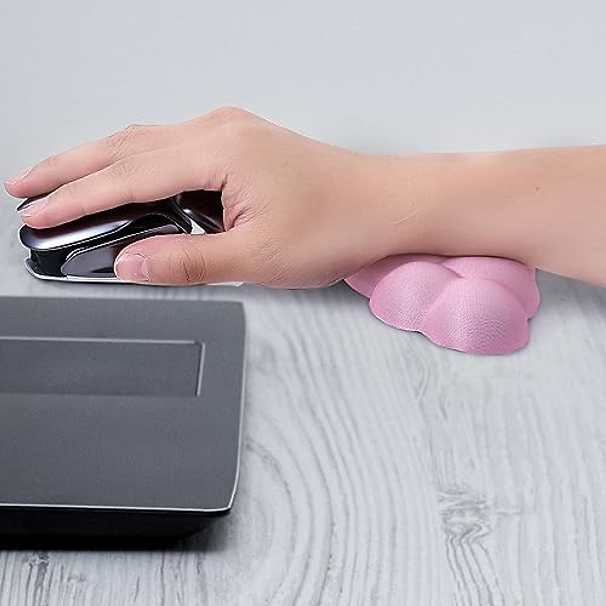 TIESOME Cloud Wrist Rest for Mouse, Memory Foam Wrist Cushion Ergonomic Palm Rest Pain Relief Mouse Wrist Support Pad with Anti-Skid Base for Office School Home Laptop&Computer Mouse(Pink)