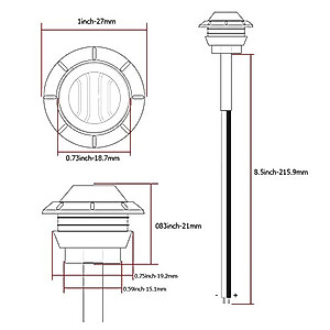 Meerkatt (Pack of 50) Mini Round 3/4 Inch Clear Lens Green LED Bullet SMD Side Marker Indicator Lights Button Fits for Boat Bus Truck Trailer Pickup w/Grommets 12V DC