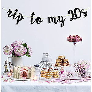 Rip to My 20s Banner Black Glitter,Funeral for My Youth, RIP Twenties Birthday Banner, Death to 20s Birthday Party, 30th Birthday Party Decor