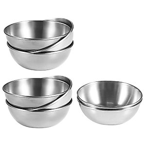 HEYCAHVA Stainless Steel Sauce Dishes, 8PCS 3.2 Inch Stainless Steel Prep Bowls Round Seasoning Dishes Sushi Dipping Sauce Bowl Mini Appetizer Plates Serving Bowl