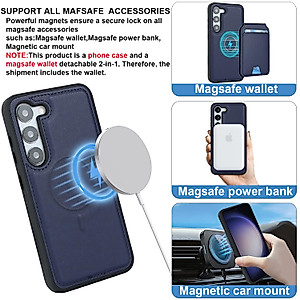 Ｈａｖａｙａ for Samsung Galaxy S23 Plus case Magsafe Compatible Galaxy S23 Plus case with Card Holder for Men and Women Samsung S23+ Plus Detachable Magnetic Wallet Phone case-Blue