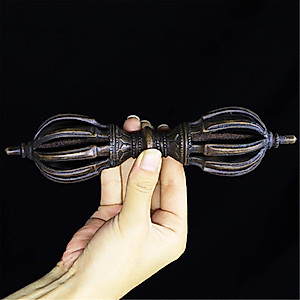 Gandhanra Powerful Vintage Tibetan Buddhism Dharma Ritual Vajra Dorje,Nine-pronged Phurba,Tantric Energy Device, Handmade in Nepal,Black Color