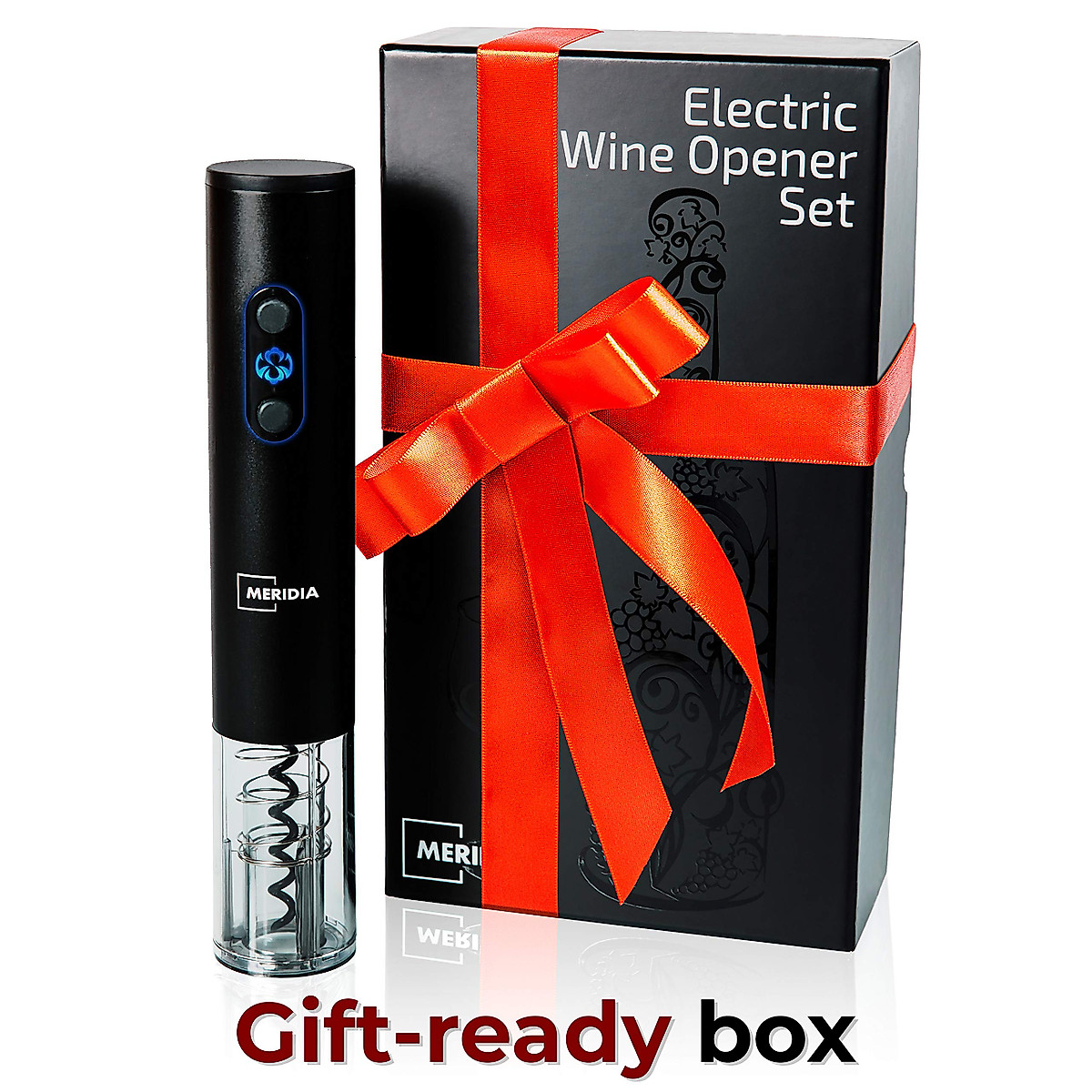 Meridia Electric Wine Opener Set with Charger - Automatic Rechargeable Bottle Corkscrew - Foil Cutter, Aerator Pourer, Vacuum Wine Stopper - Housewarming, Father’s Day & Birthday Gift