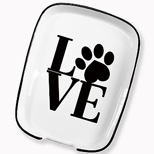 Ceramic Patterned Fork Spoon Rest with Message Love, Functional Kitchenware Spoon Rest Suitable for Kitchen Countertop Stove Top Kitchen Accessory and Gift for Cooking Enthusiasts