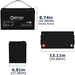 Mighty Max Battery ML125-12 - 12 Volt 125 AH, Internal Thread (INT) Terminal, Rechargeable SLA AGM Battery