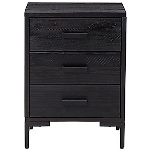 vidaXL Set of 2 Bedside Cabinets in Black - Solid Wood Pine, Metal Hardware, Retro Style, 15.7"x11.8"x21.7" - Ideal Bedroom Furniture