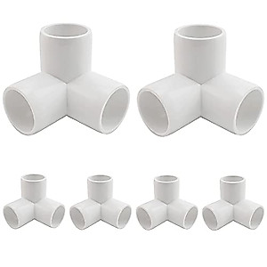 MARRTEUM 1 Inch 3 Way PVC Fitting Furniture Grade Pipe Corner Elbow for Greenhouse Shed / Tent Connection / Garden Support Structure / Storage Frame [Pack of 6]