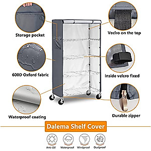 Dalema Waterproof Shelf Cover,Heavy Duty Dustproof Storage Shelving Unit Cover,Durable Steel Organizer Wire Rack Cover,Shelf Display Rack Protective Cover with Zipper.(Grey,48x18x72 inch)