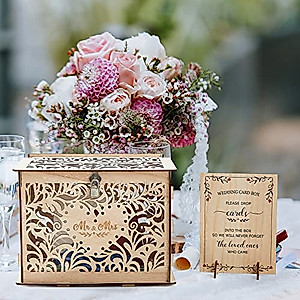 AW BRIDAL Wedding Card Box with Card Sign, Mr Mrs Gift Box Money Envelop Boxes for Party Graduation Reception Engagement Bridal Shower Gifts for Couples
