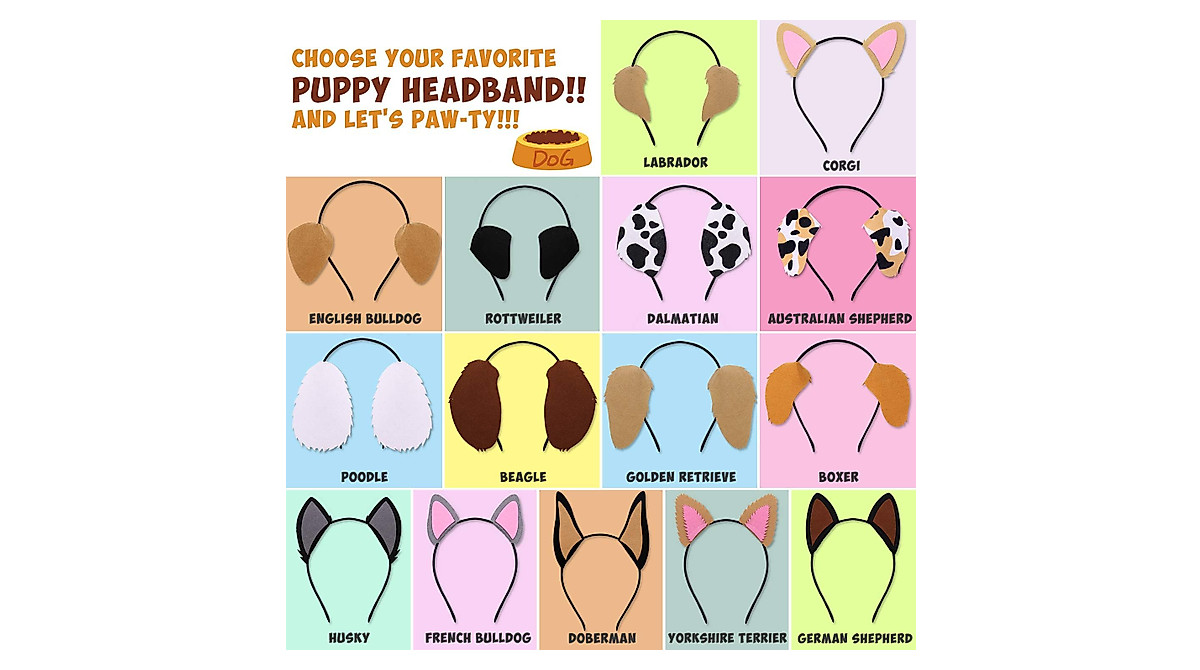Cute Puppy Dog Ear Headbands - 15 Pcs for Party Favors