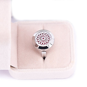 MESINYA New Flower Aromatherapy Ring/ 316L s.Steel Essential Oils Diffuser Locket Ring (Size 9)