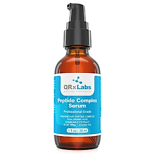 QRxLabs Peptide Complex Serum for Face - Collagen Booster with Hyaluronic Acid & Chamomile Extract - Reduces Wrinkles, Heals & Repairs Skin, Tightening Effect - Hyaluronic Acid Serum for Face