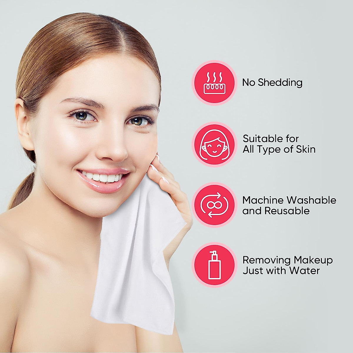 Orighty Microfiber Makeup Remover Cloths 12 Pack, Quick Drying Makeup Remover Cloth, Absorbent Face Towels for Face and Body, Soft Face Wash Cloth and Reusable Facial Cloths 10inch x 10inch (White)