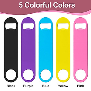 WEGAZ-5 Pack 7 Inches Large Colorful Beer Bottle Openers，Stainless Steel Flat Bottle Opener，Bar Bottle Opener, Bottle Opener Bartender