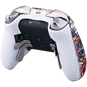 9CDeer 1 x Protective Customize Transfer Print Silicone Cover Skin Small Skulls + 6 Thumb Grips Analog Caps for Xbox Elite Wireless Controller Compatible with Official Stereo Headset Adapter